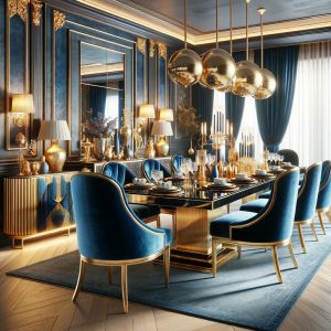 15 Stunning Blue and Gold Dining Room Design Ideas