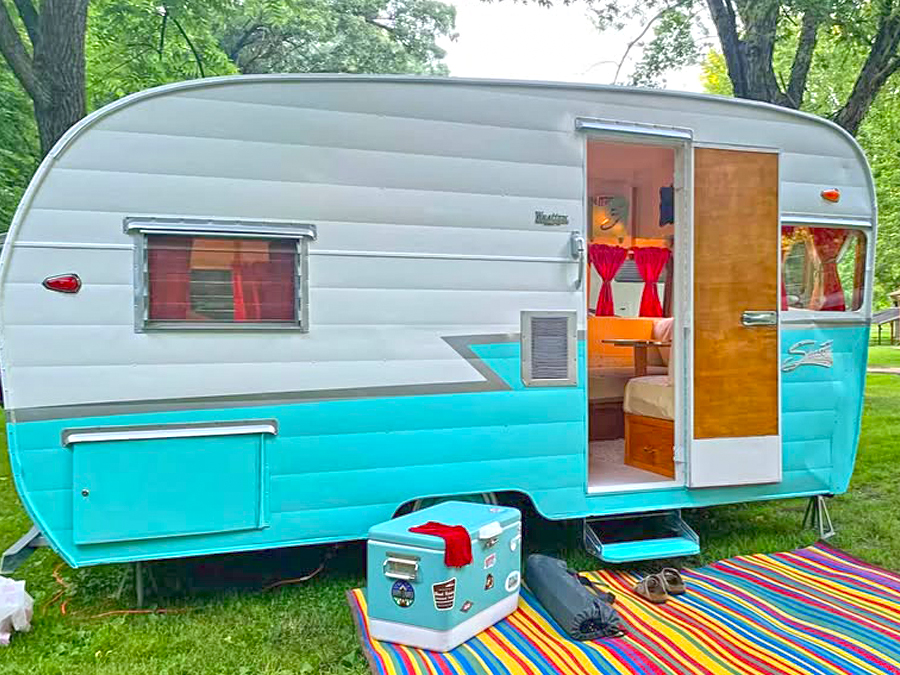 Inside a Cheerful Vintage Camper Trailer Makeover